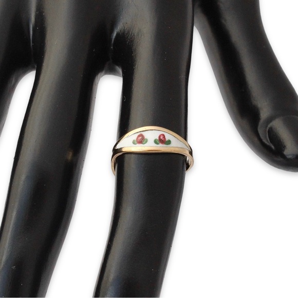 Jewelry | Vintage Vargas Rose Enamel Ring Size 6 Gold Vermeil Sterling ...